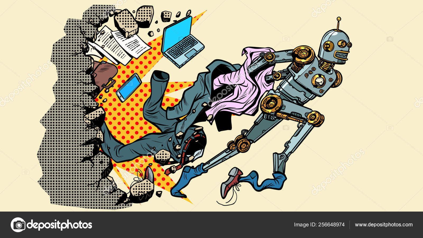 레트로 로봇 벡터