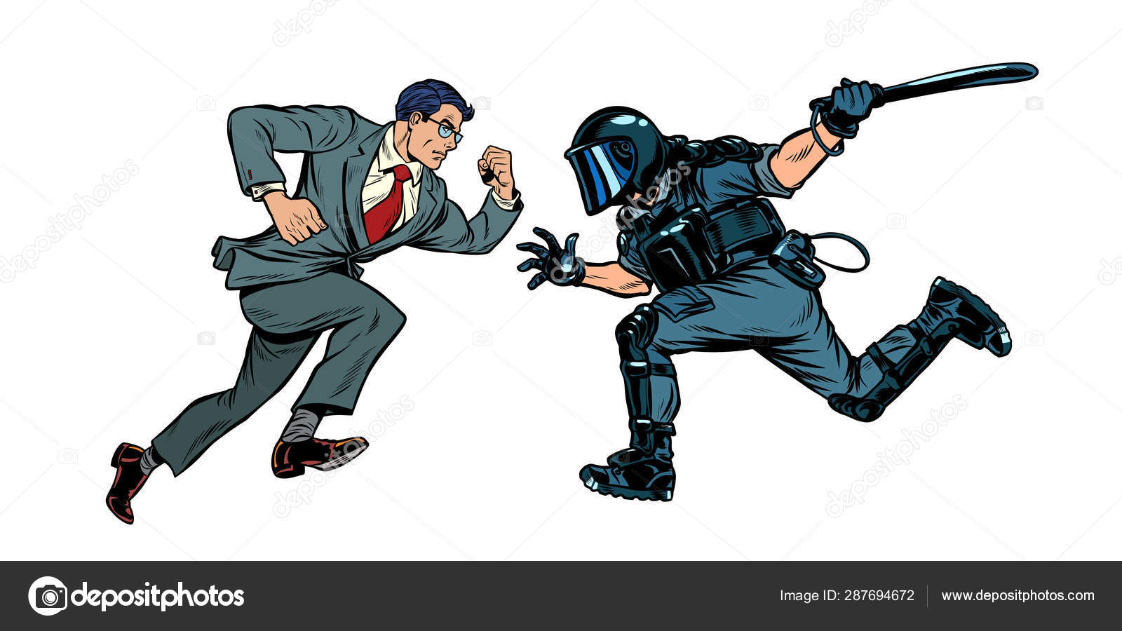 Protesting man. riot police with a baton Stock Vector by ©studiostoks ...