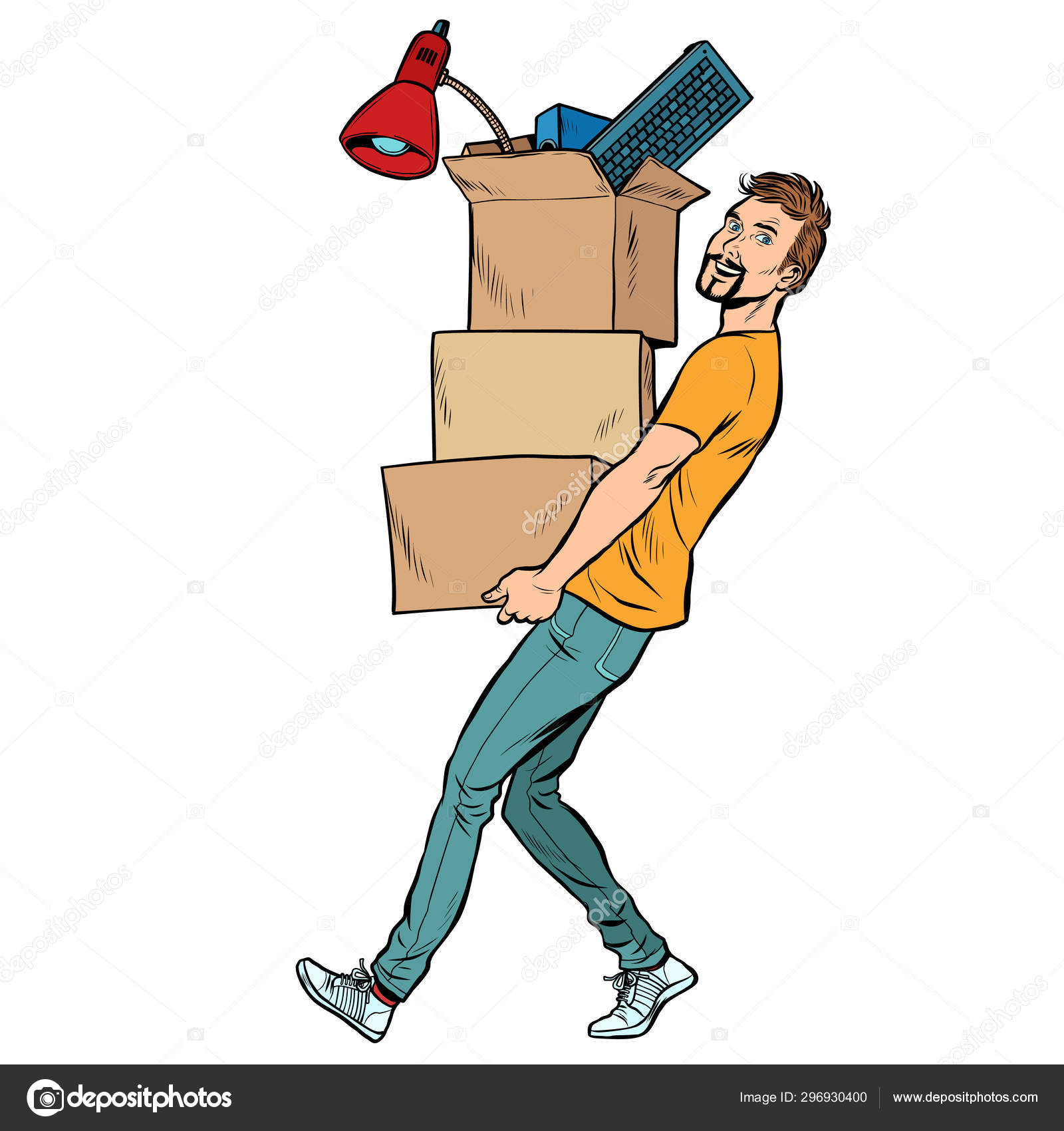 Person Moving Boxes