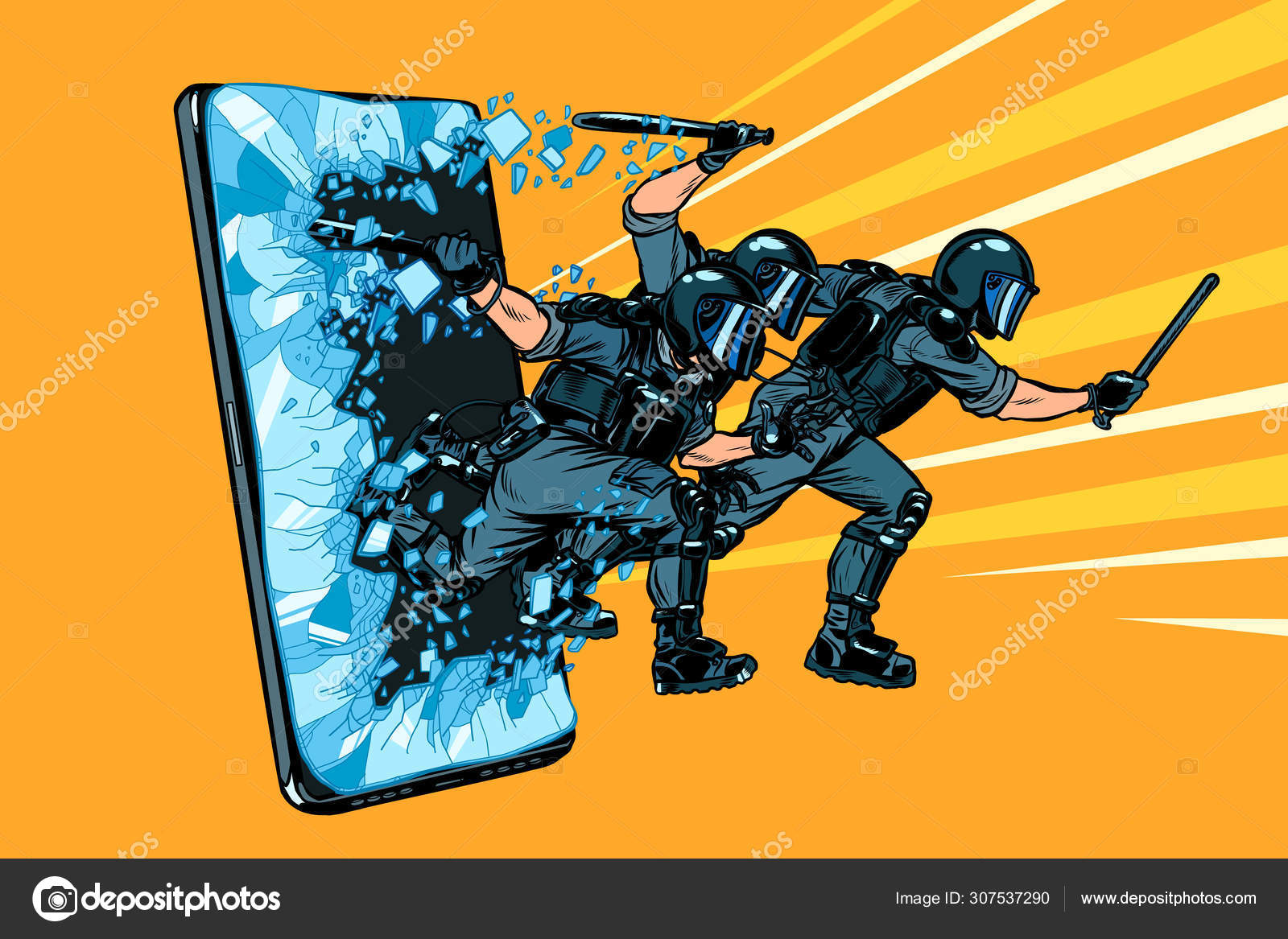 Cyberpolice concept. the state monitors the Internet. arrest the hacker ...