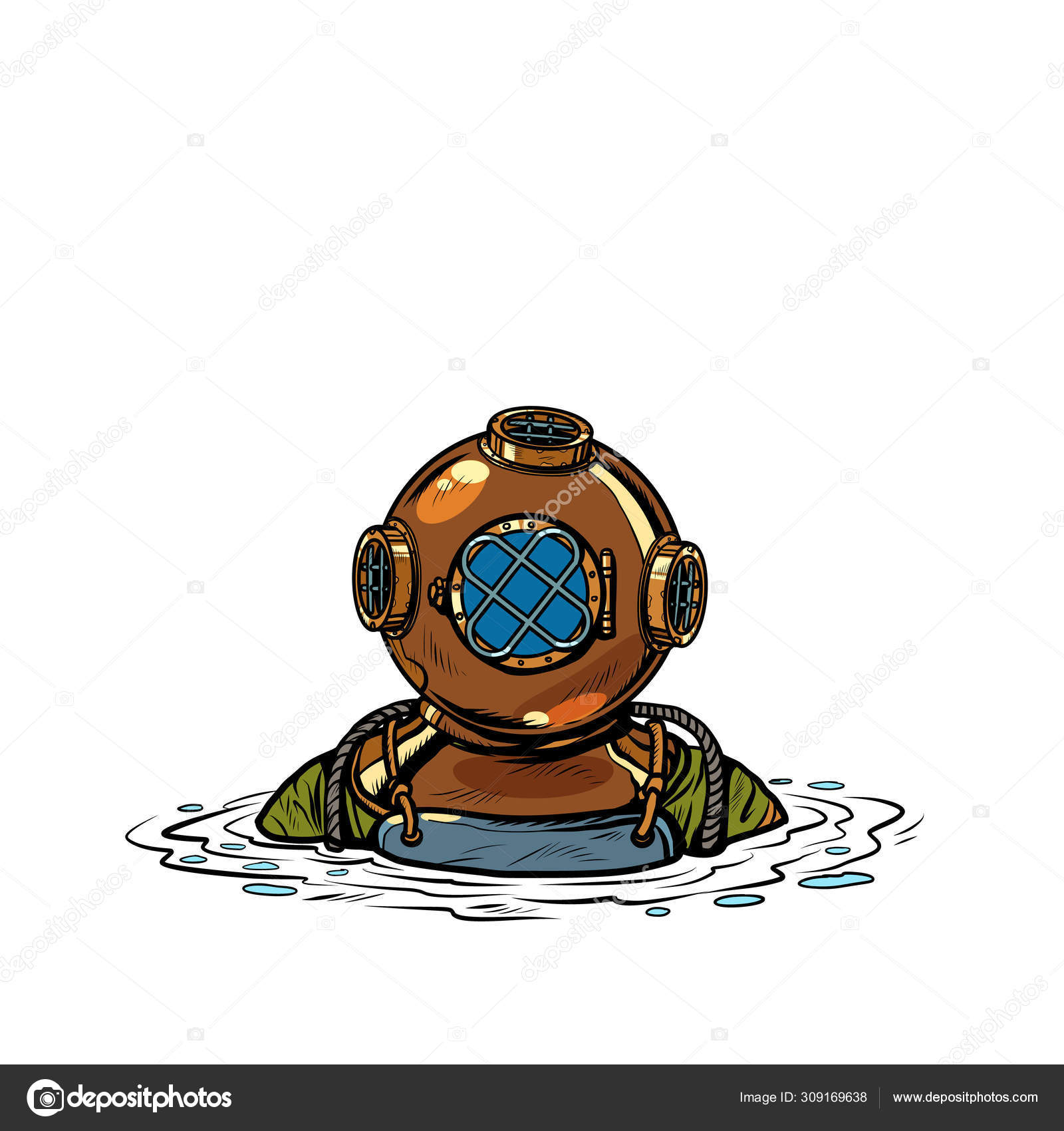 Deep Sea Diving Helmet Drawing