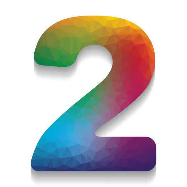 Number 2 sign design template elements. Vector. White icon in red ...