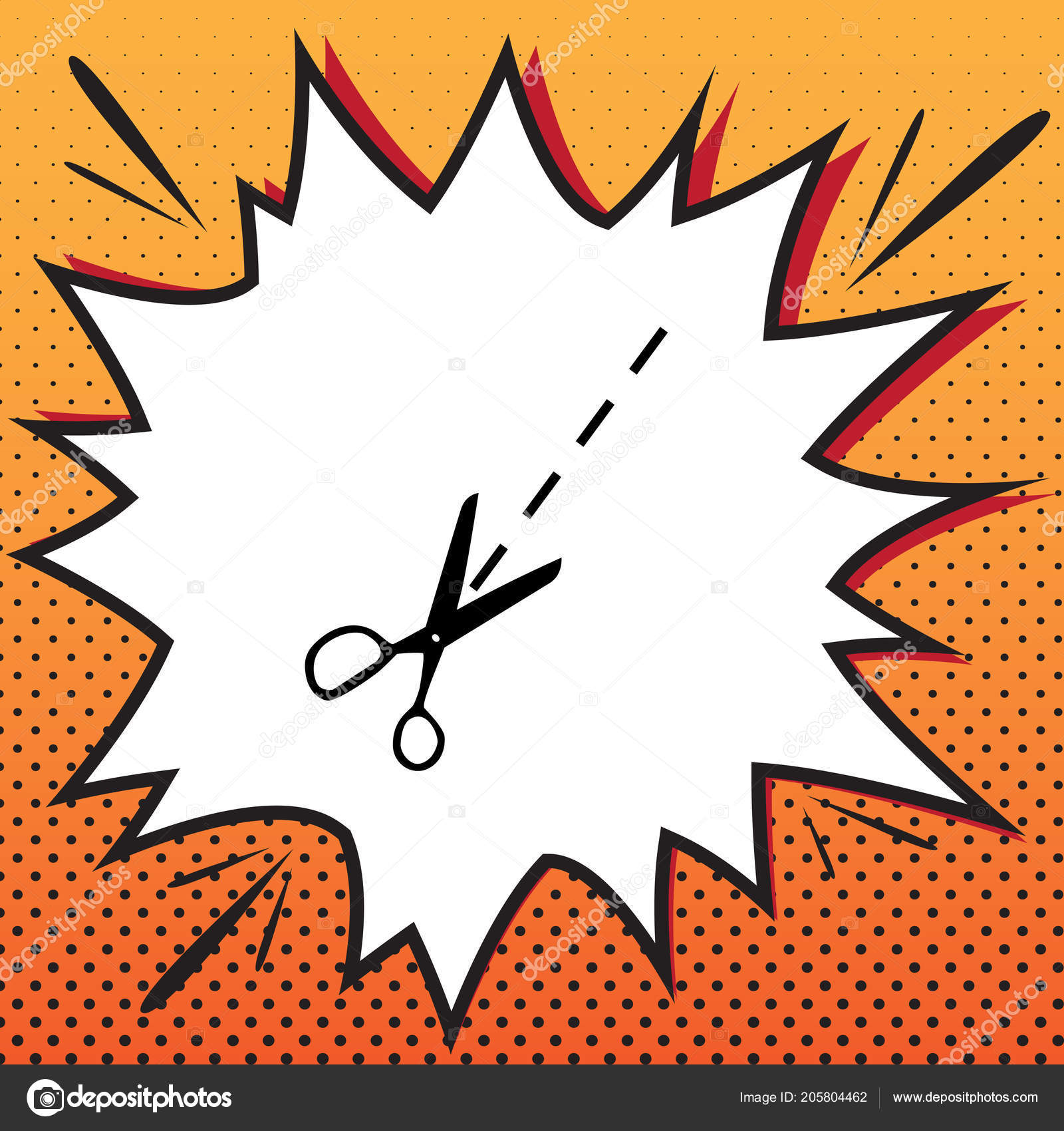 Scissors sign illustration. Vector. Comics style icon on pop-art Stock ...