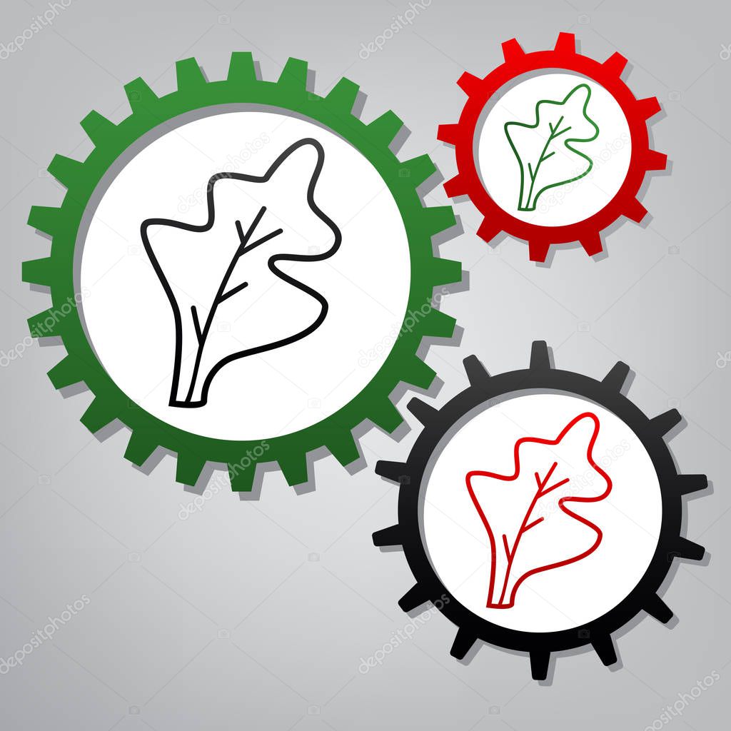 Señal de licencia de lechuga. Vector. Tres engranajes conectados con ...