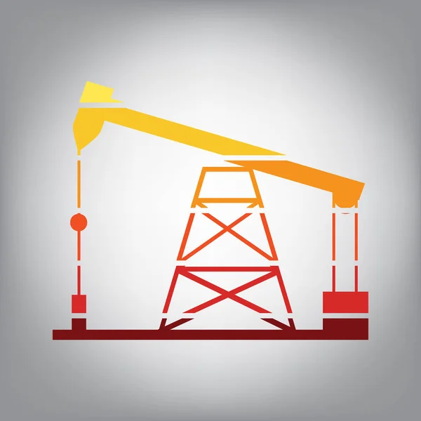 Oil drilling rig sign. Vector. Line icon with gradient from red to ...