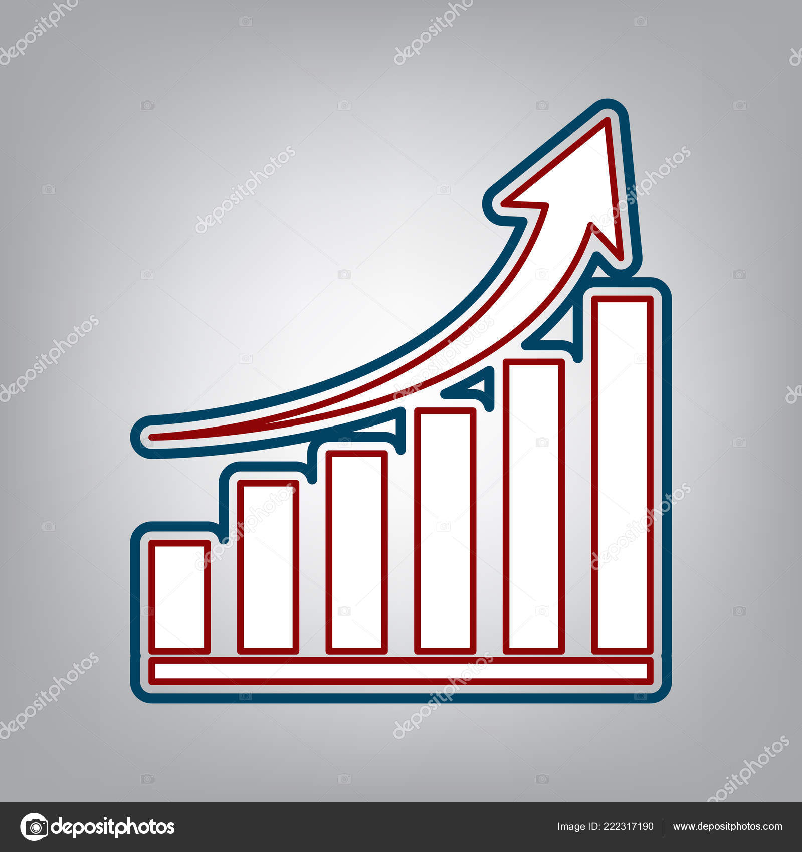 Growing Graph Sign Vector Dark Red Transparent Midnight Green Stroke ...