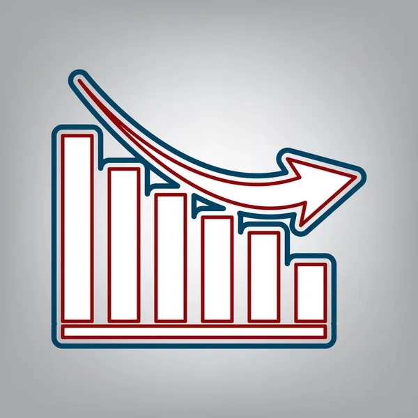 Declining arrow sign. Vector. Green gradient icon on transparent ...