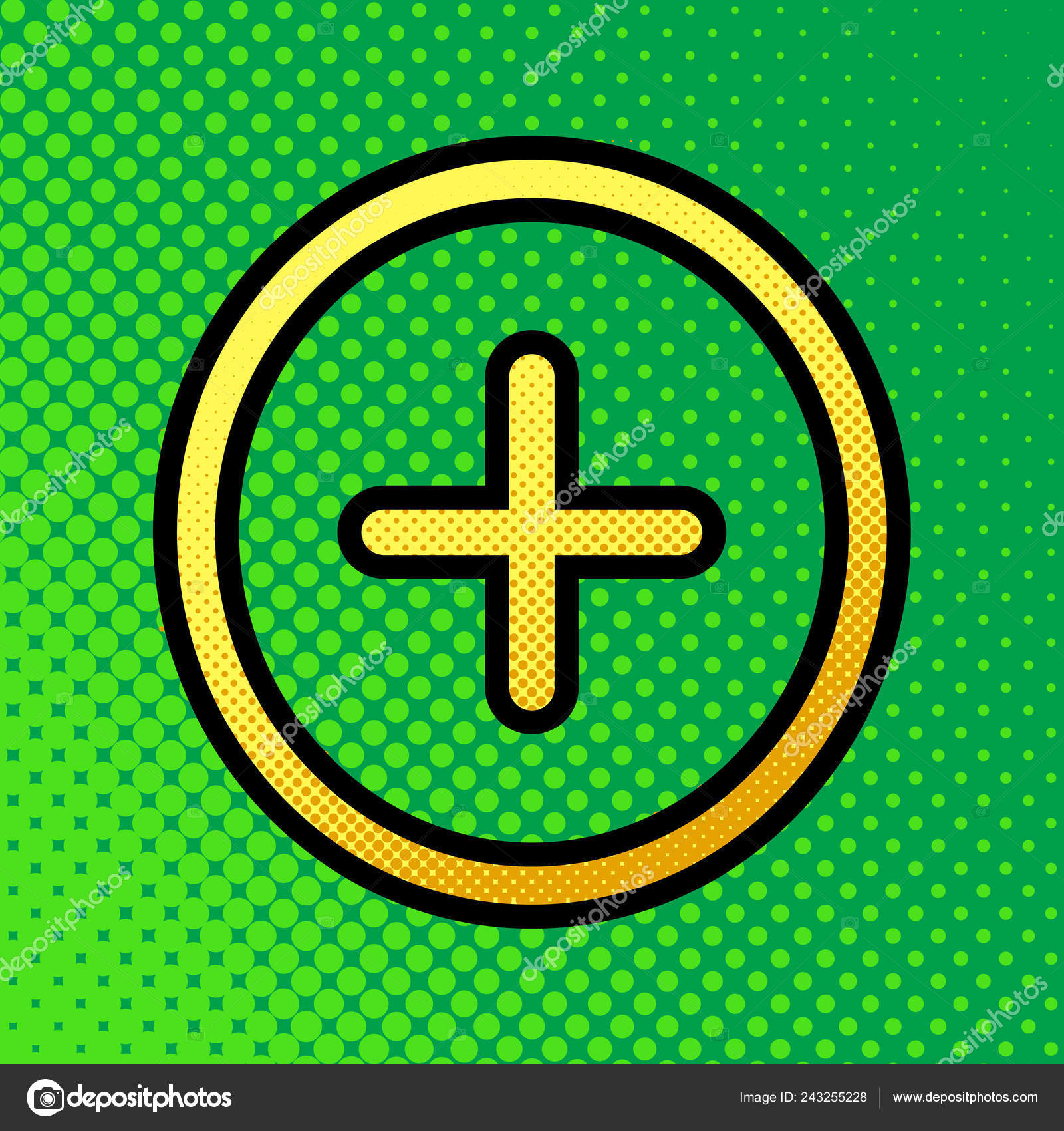 Positive Symbol Sign Vector Pop Art Orange Yellow Dots Gradient Stock ...