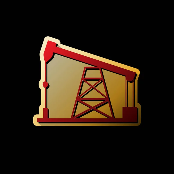 Oil drilling rig sign. Vector. Line icon with gradient from red to ...