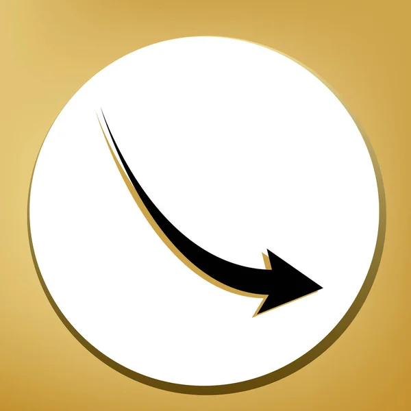 Declining arrow sign. Black icon in focus corners on white backg Stock ...