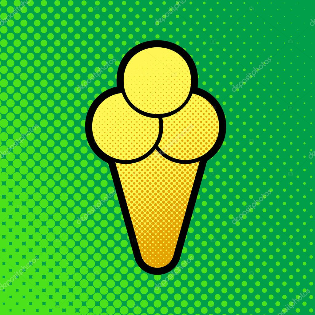 Ilustración de signo de helado. Vector. Pop art icono de degradado de ...