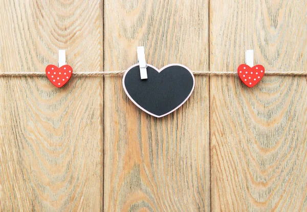 Valentine Background Hearts Border Clothespins Rustic White Wood Stock ...