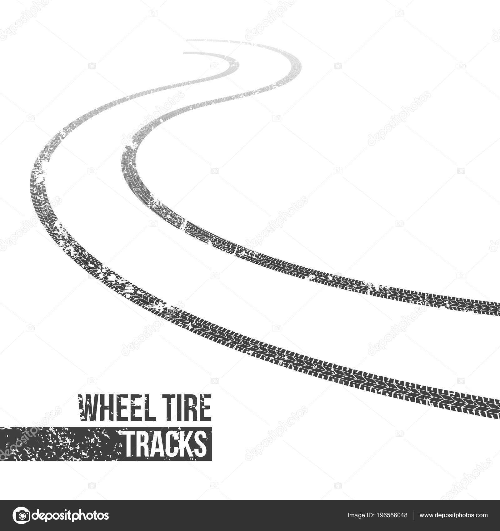 Creative vector illustration of wheel tire tracks. Winding trace art ...