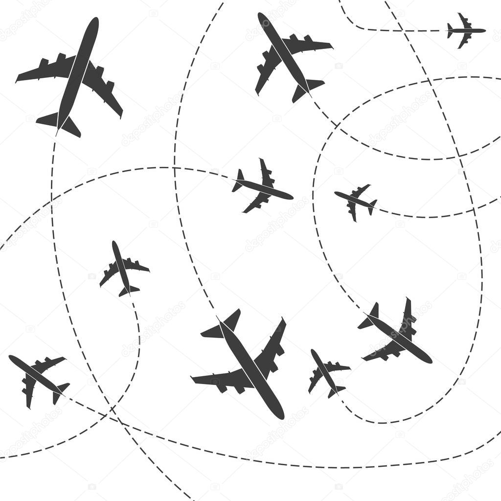 Ilustración vectorial creativa de plano con líneas discontinuas ...