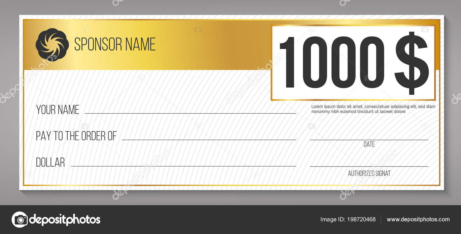 Creative vector illustration of payment event winning check isolated on ...