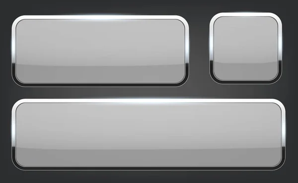 Creative vector illustration of white 3d glass buttons with chrome ...