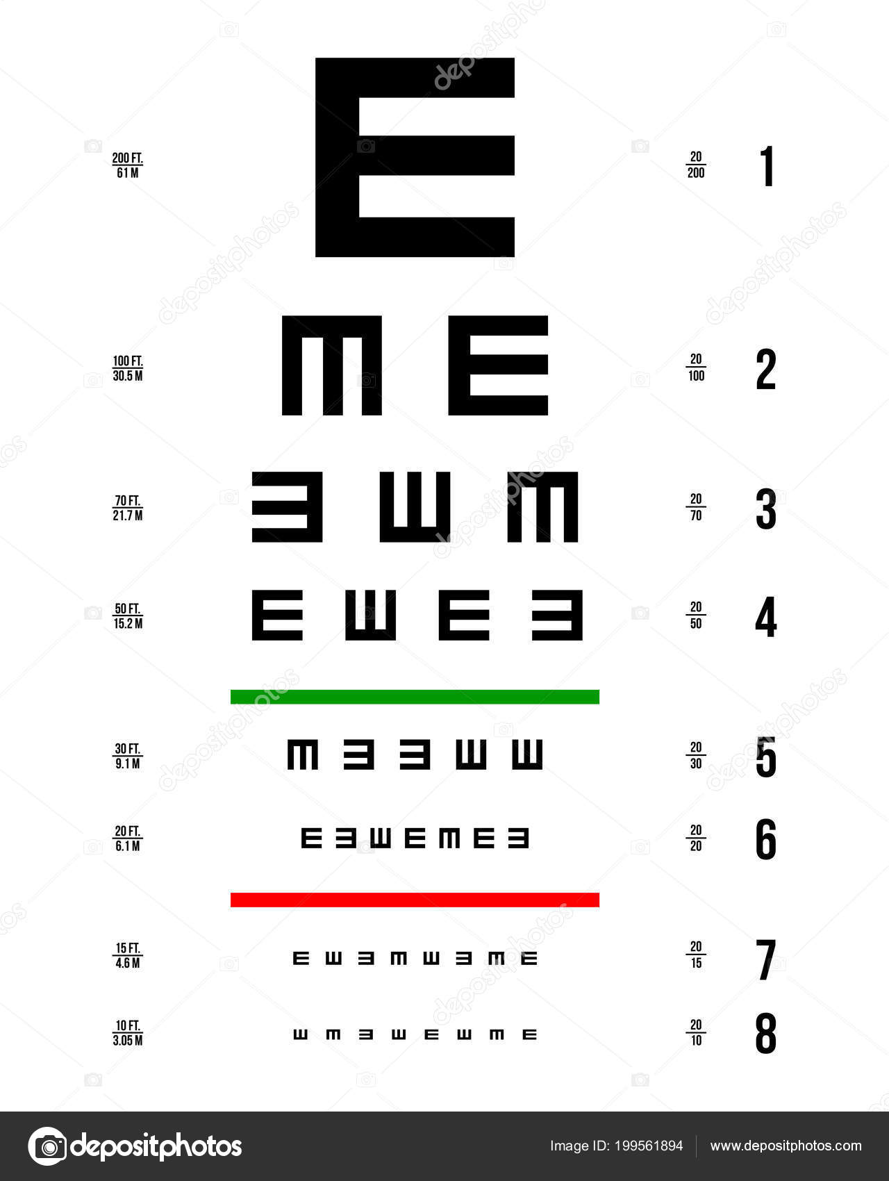 Creative Vector Illustration Eyes Test Charts Latin Letters Isolated ...