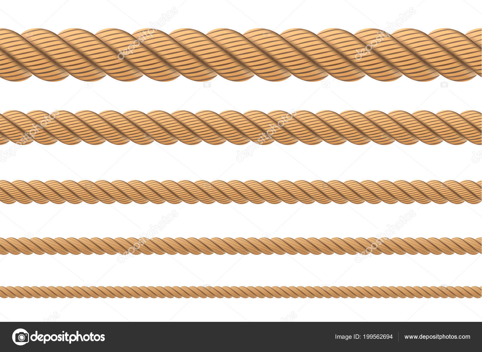 Creative Vector Illustration Realistic Nautical Twisted Rope Knots ...