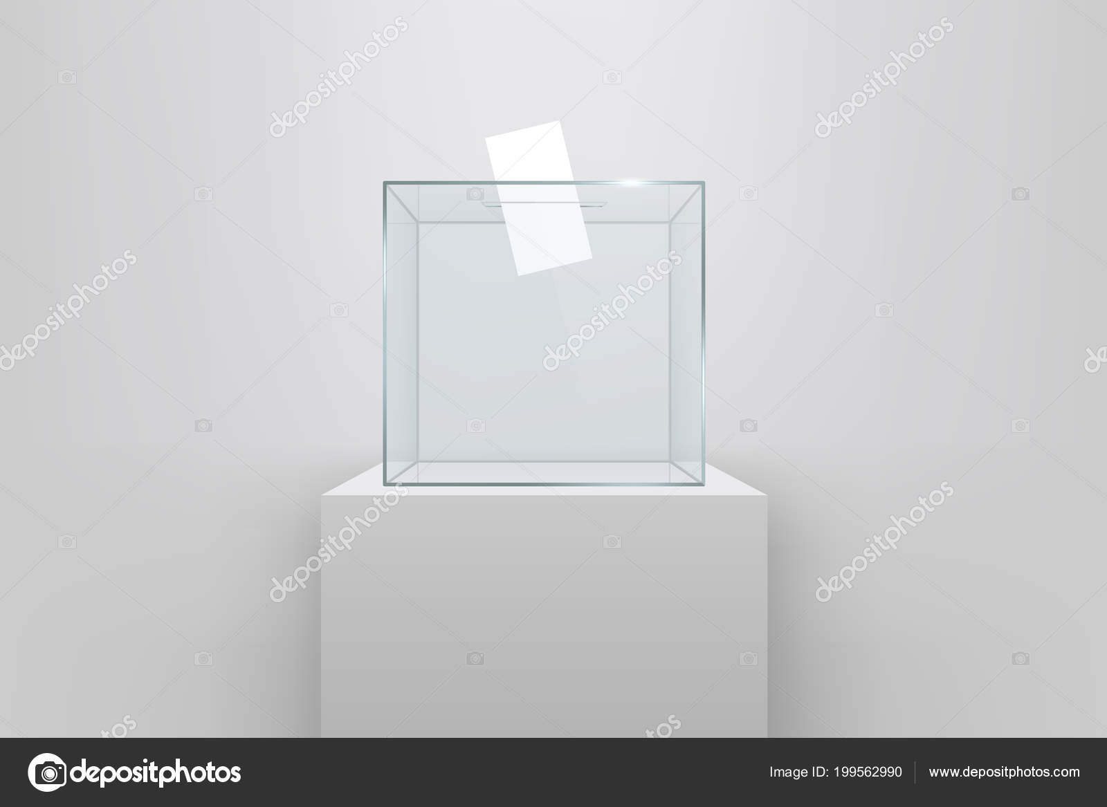 Creative Vector Illustration Realistic Empty Transparent Ballot Box ...