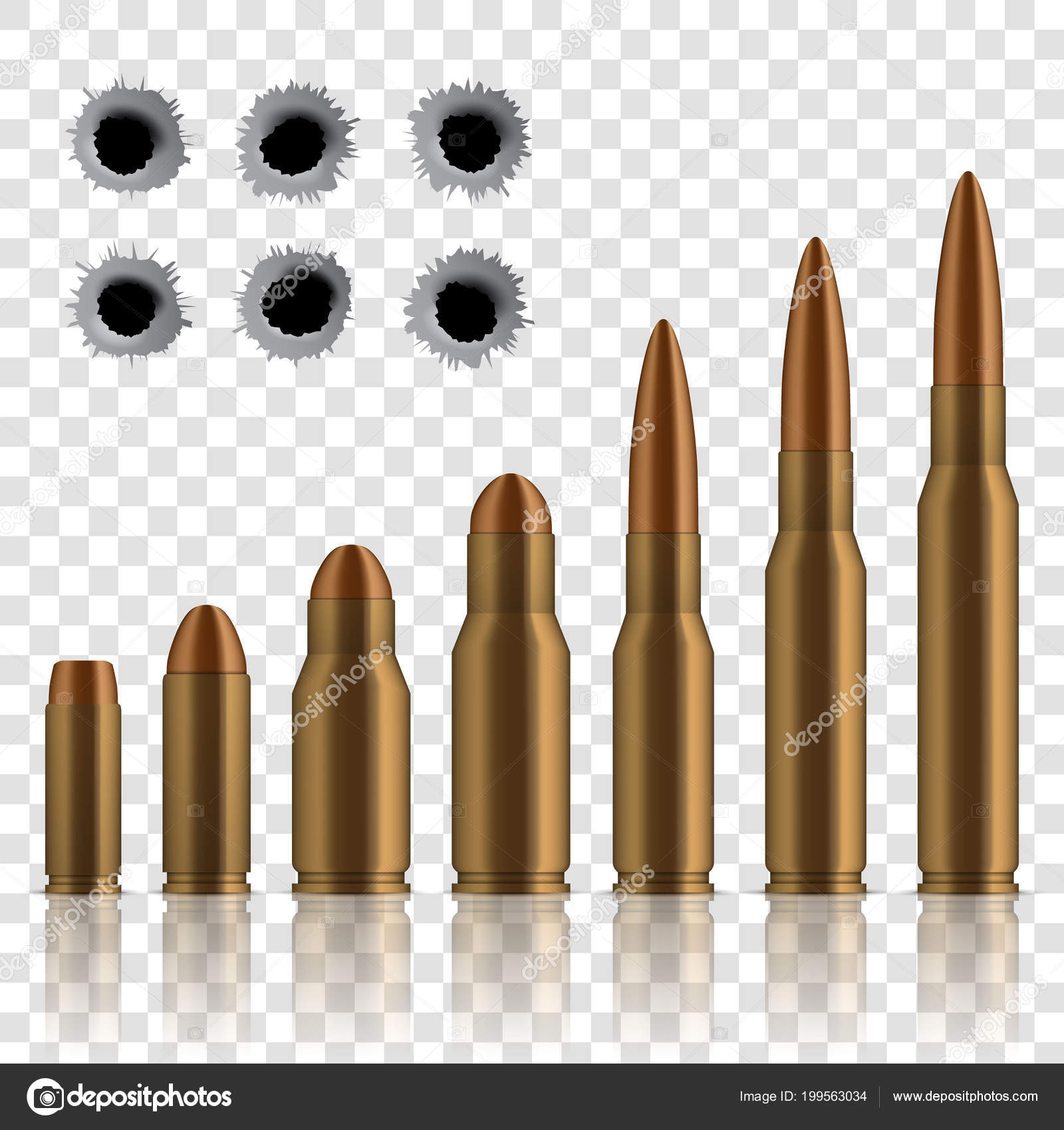 Creative Vector Illustration Realistic Shot Gun Bullets Holes Isolated ...