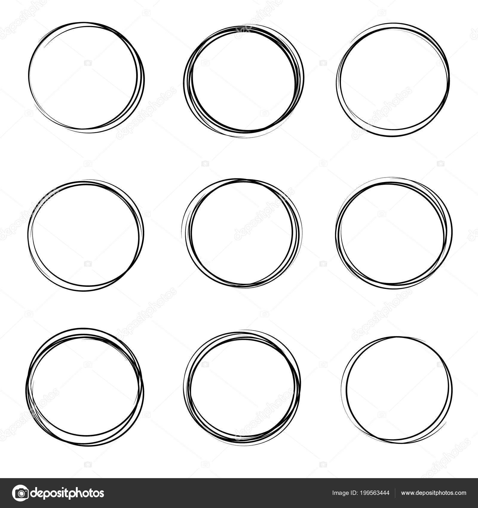 Creative Vector Illustration Hand Drawning Circle Line Sketch Set ...