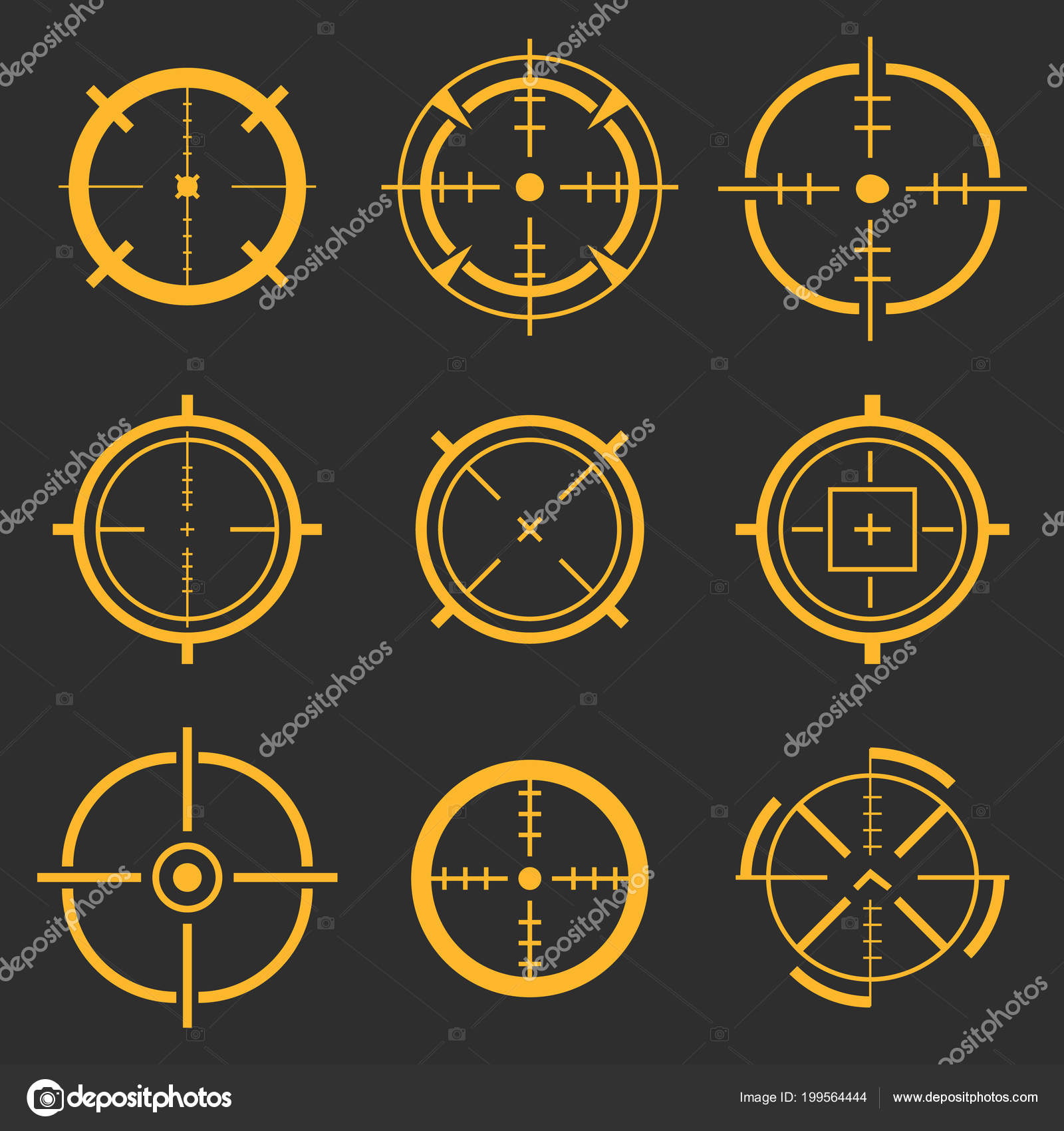 Creative Vector Illustration Crosshairs Icon Set Isolated Transparent ...