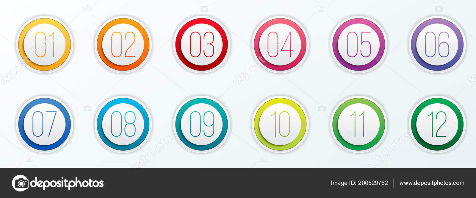 Creative vector illustration of number bullet points set 1 to 12 ...