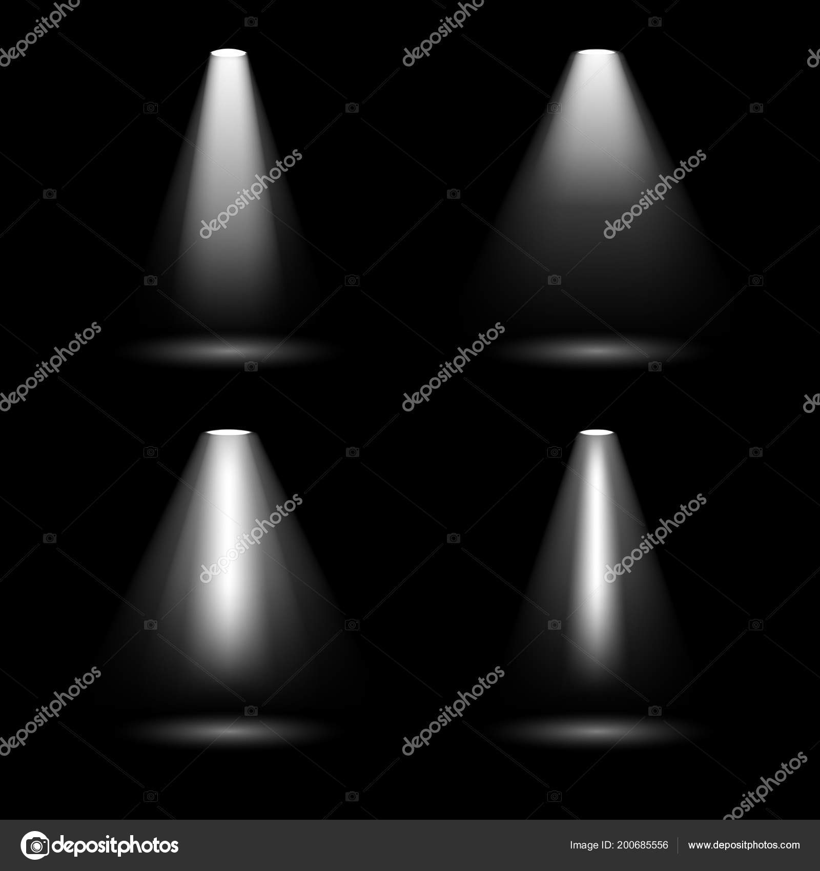 Creative vector illustration of bright lighting spotlights set, light ...