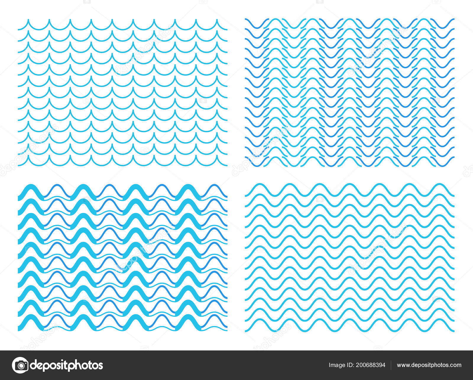 Creative vector illustration of blue sea line ornament set isolated on ...