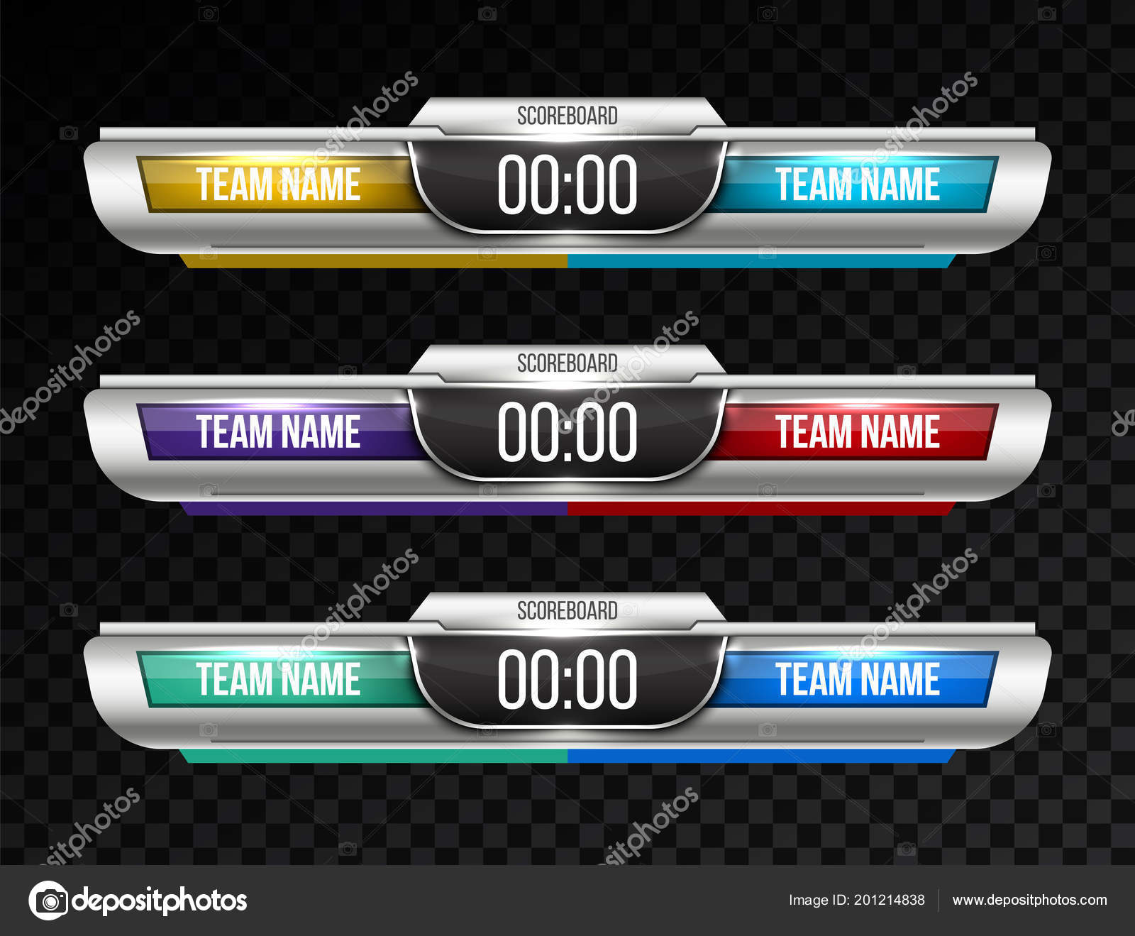 Creative vector illustration digital scoreboard broadcast graphic ...