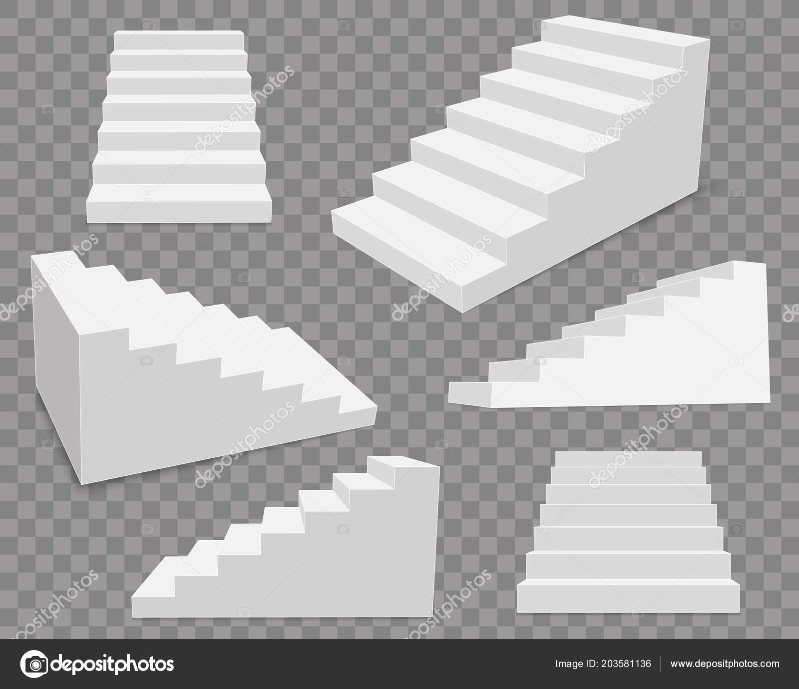 Ilustración vectorial creativa de escaleras interiores 3d, escenario ...