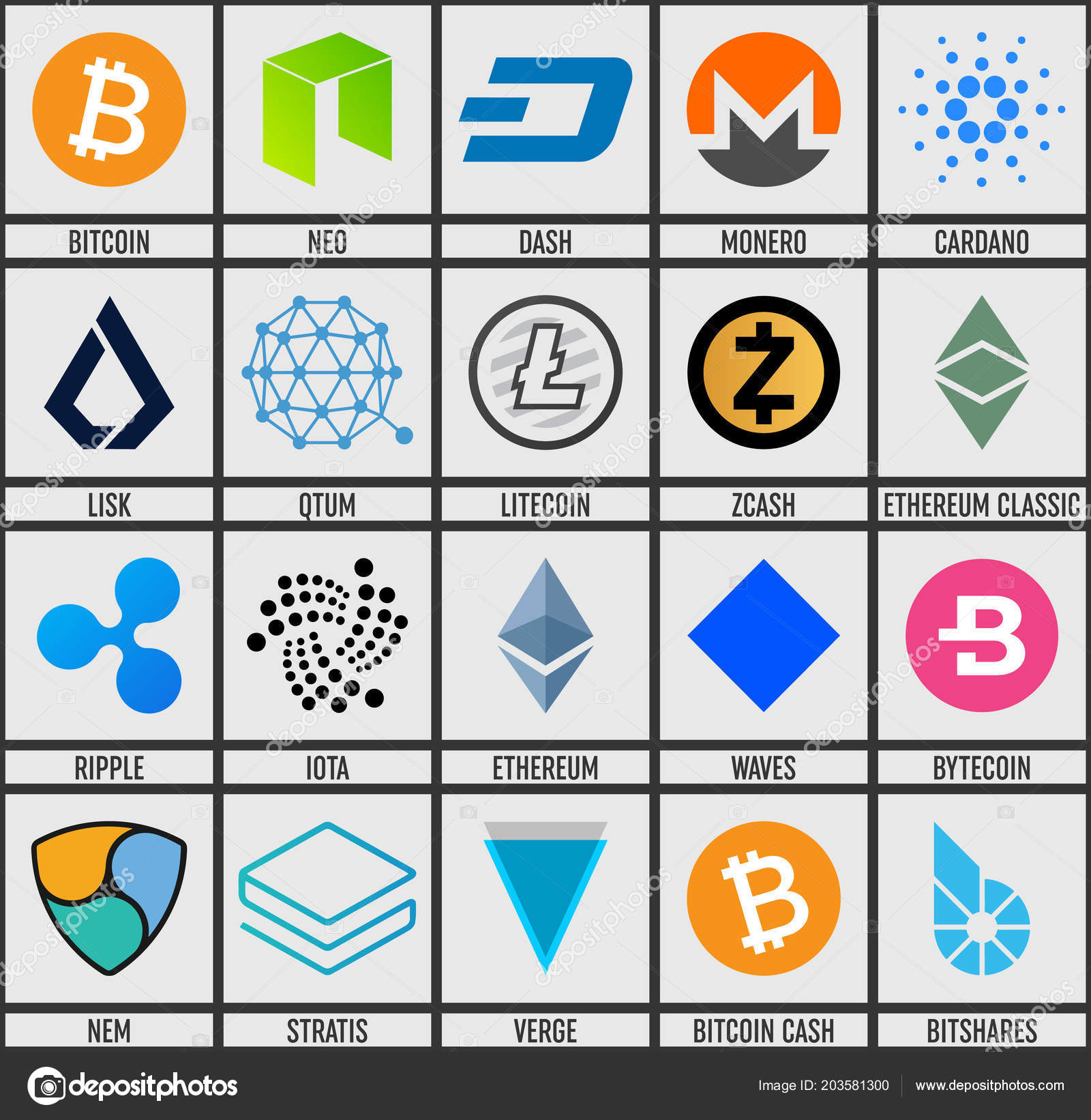 Creative vector illustration of popular crypto currency blockchain logo ...