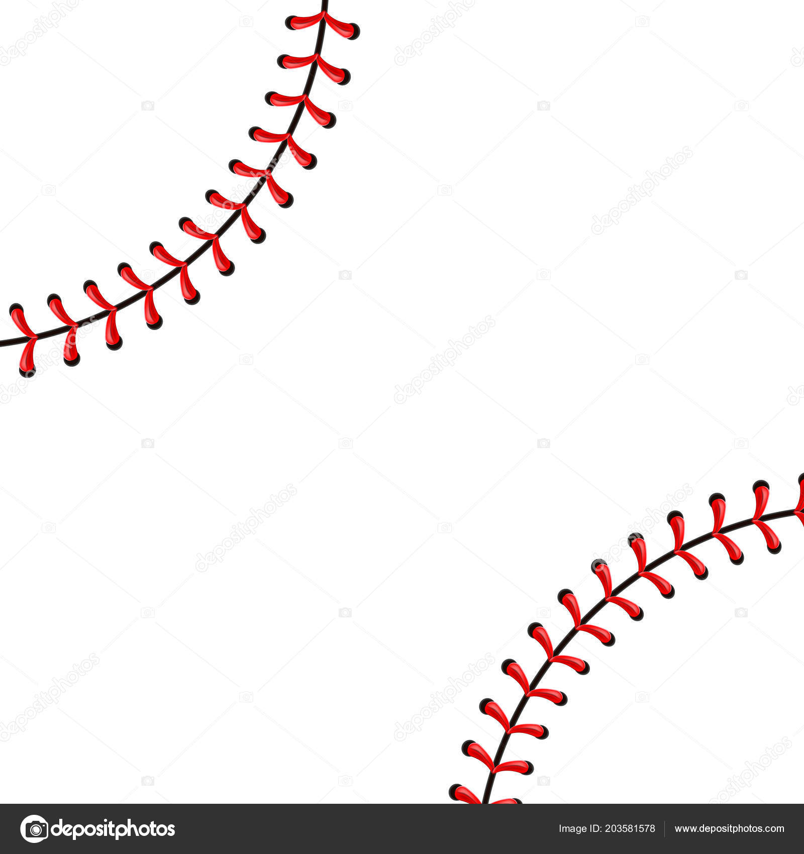Creative vector illustration of sports baseball ball stitches, red lace ...