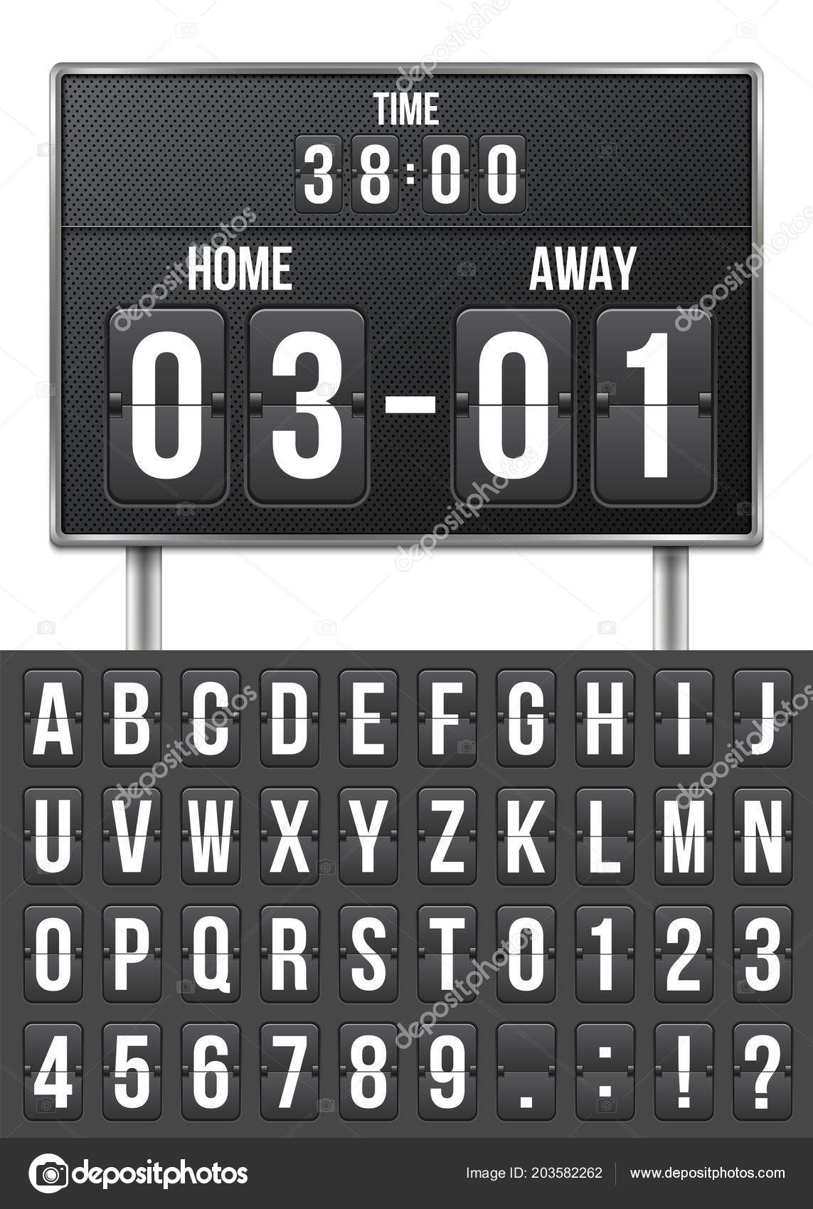 Creative vector illustration of soccer, football mechanical scoreboard ...