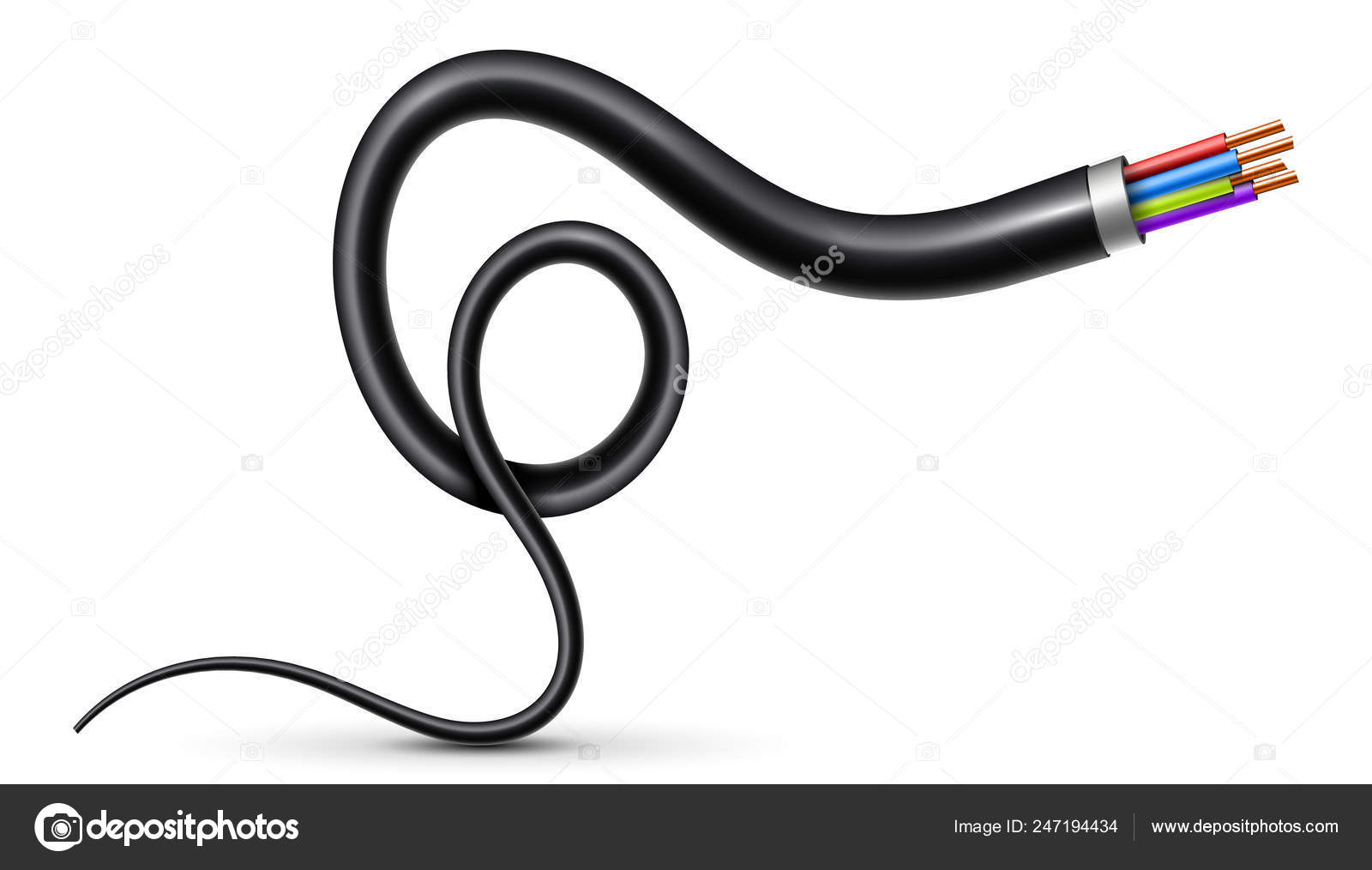 Creative vector illustration of flexible electric copper wires, network ...