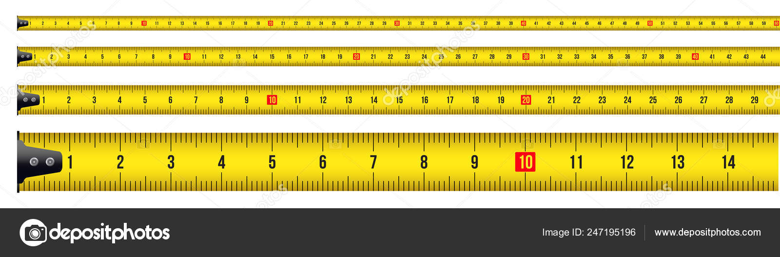 Creative vector illustration of tape measure, measuring tool, ruler ...