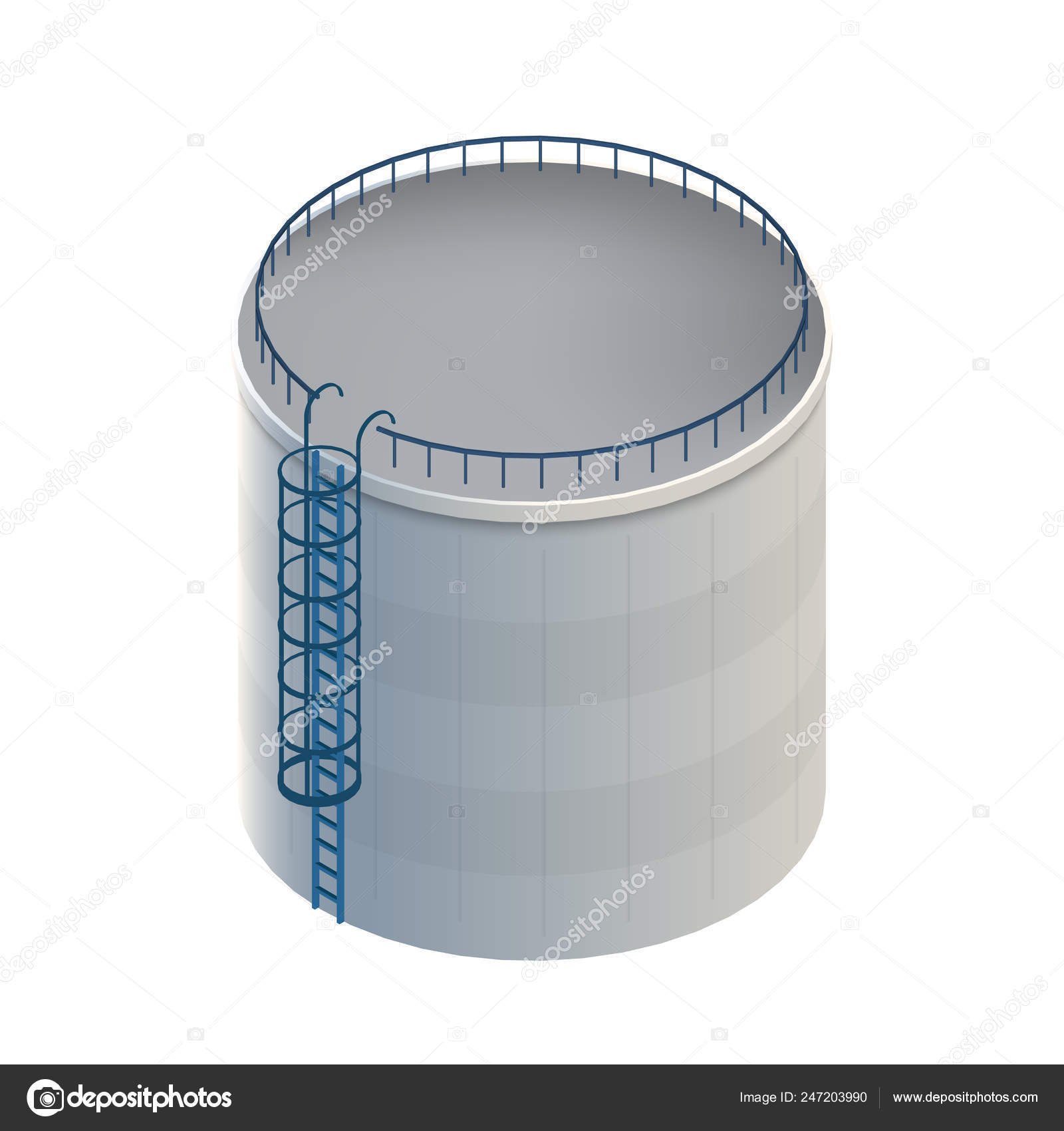 Creative vector illustration of water tank, crude oil storage reservoir ...