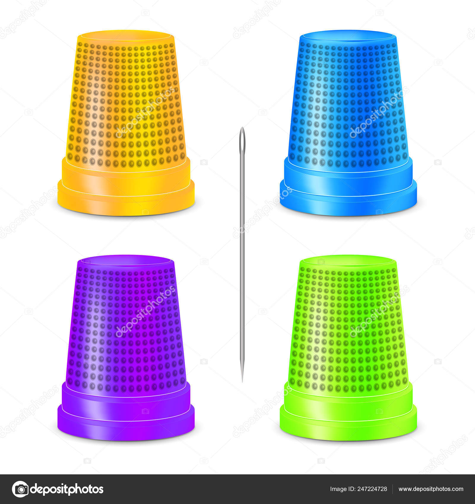 Creative vector illustration of needle, thimble isolated on transparent ...