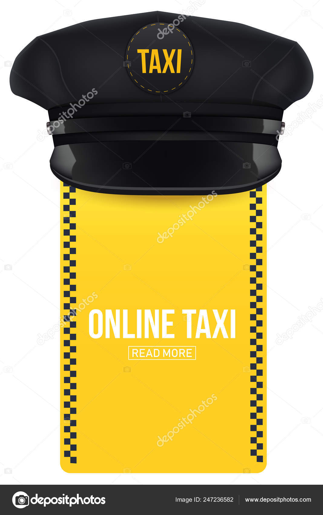 Creative vector illustration of taxi driver cap with visor isolated on ...