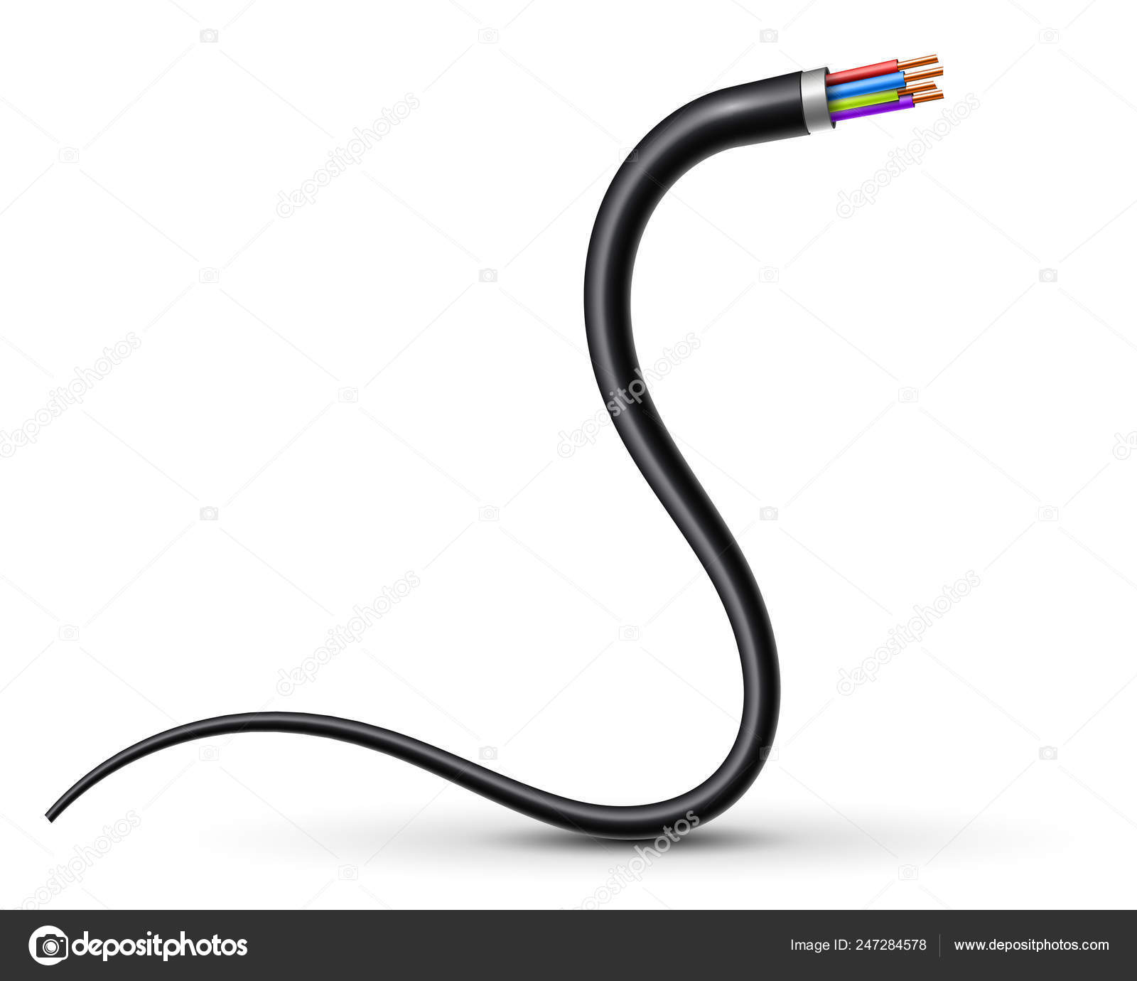 Creative vector illustration of flexible electric copper wires, network ...