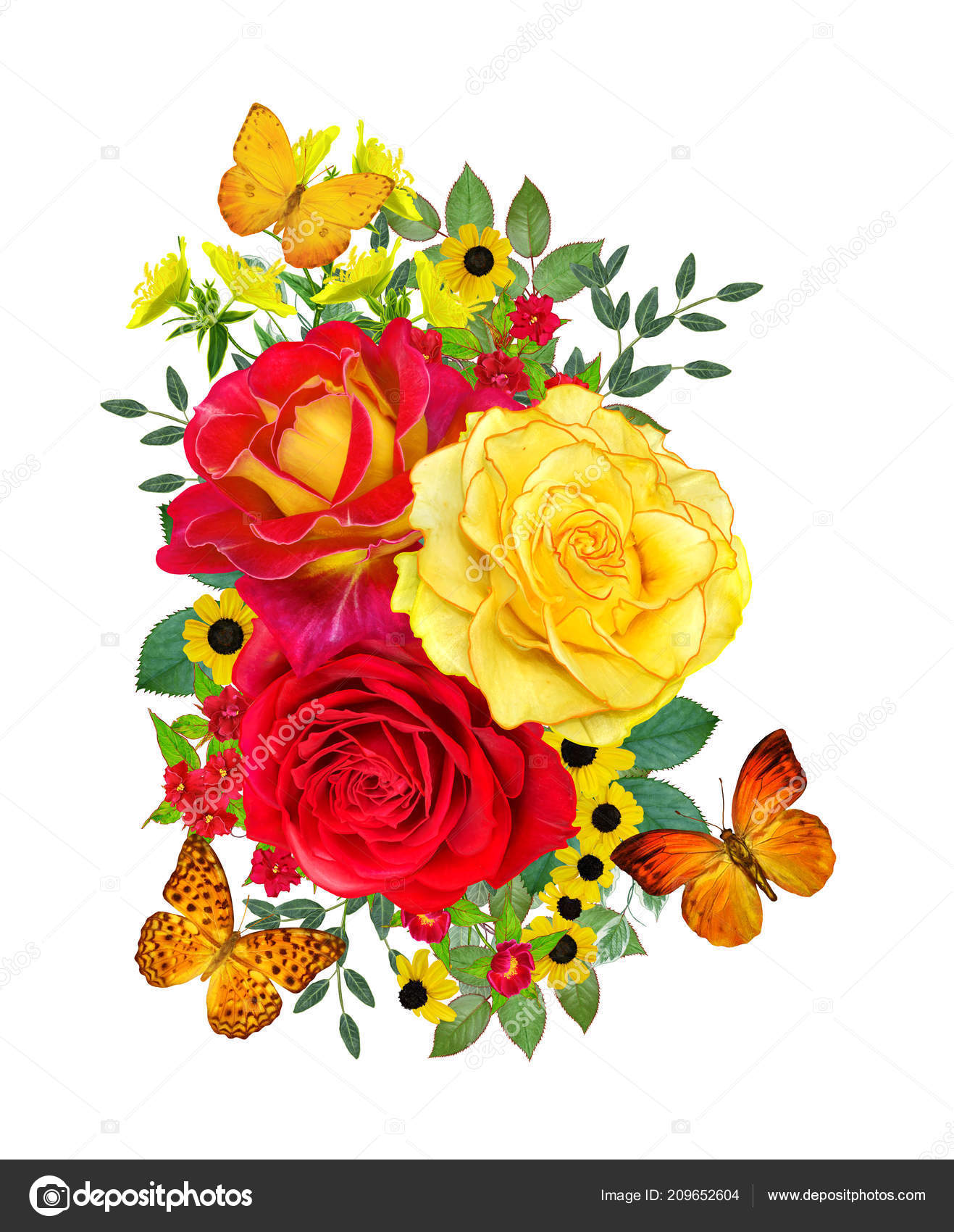 Yellow And Red Roses Bouquet