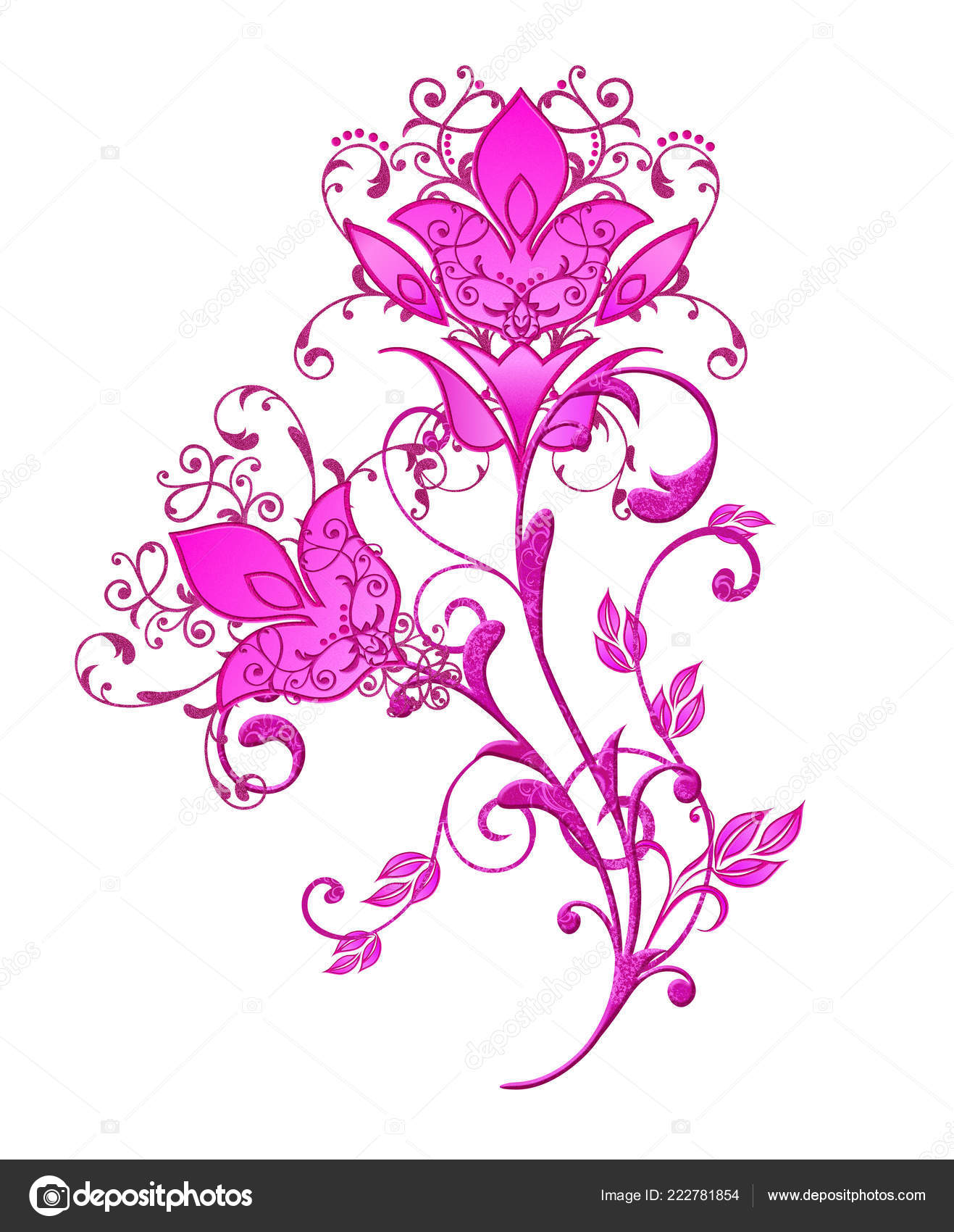 Brilliant Textural Crimson Curls Styling Flowers Paisley Decor Openwork ...