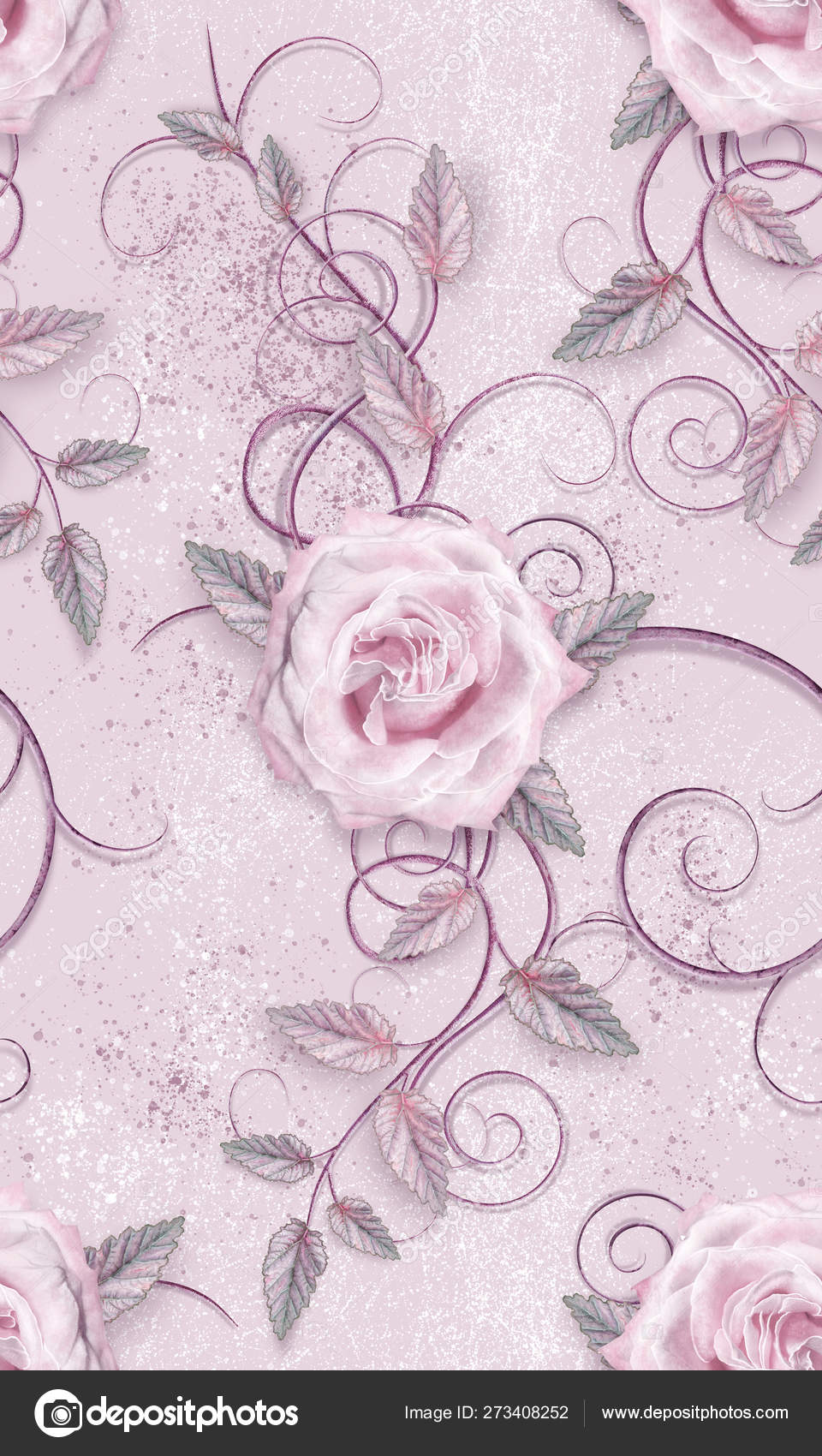 Flower Arrangement Delicate Pink Roses Lilac Leaves Openwork Curls ...