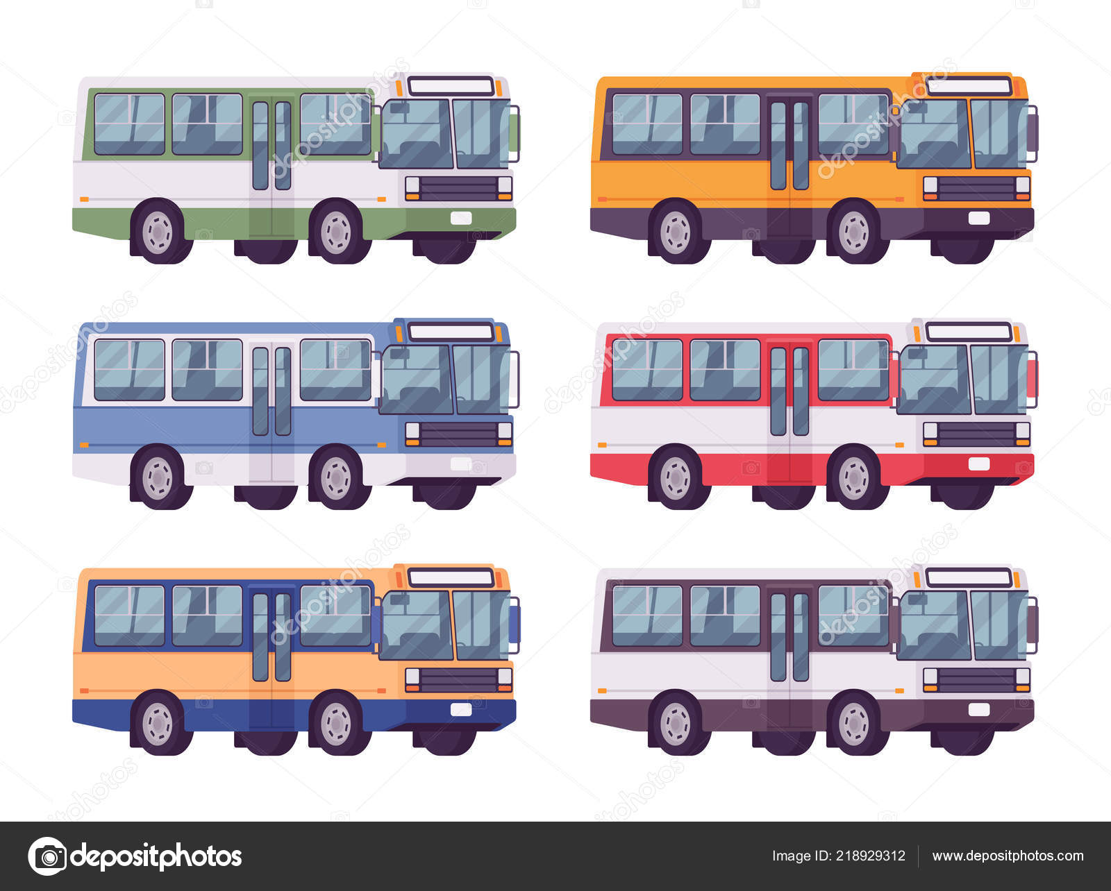 Bus set in bright colors Stock Vector Image by ©Andrew_Rybalko #218929312