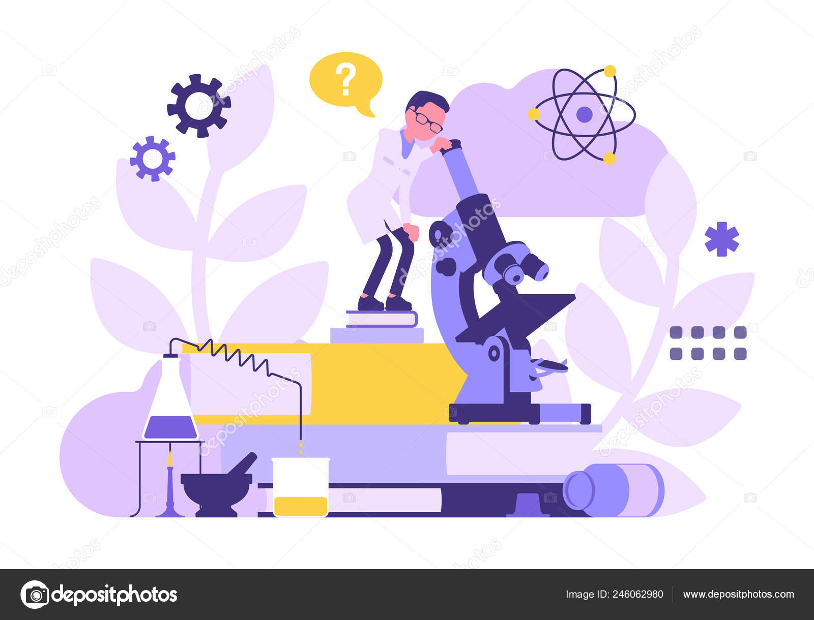Male scientist working with microscope Stock Vector Image by ©Andrew ...