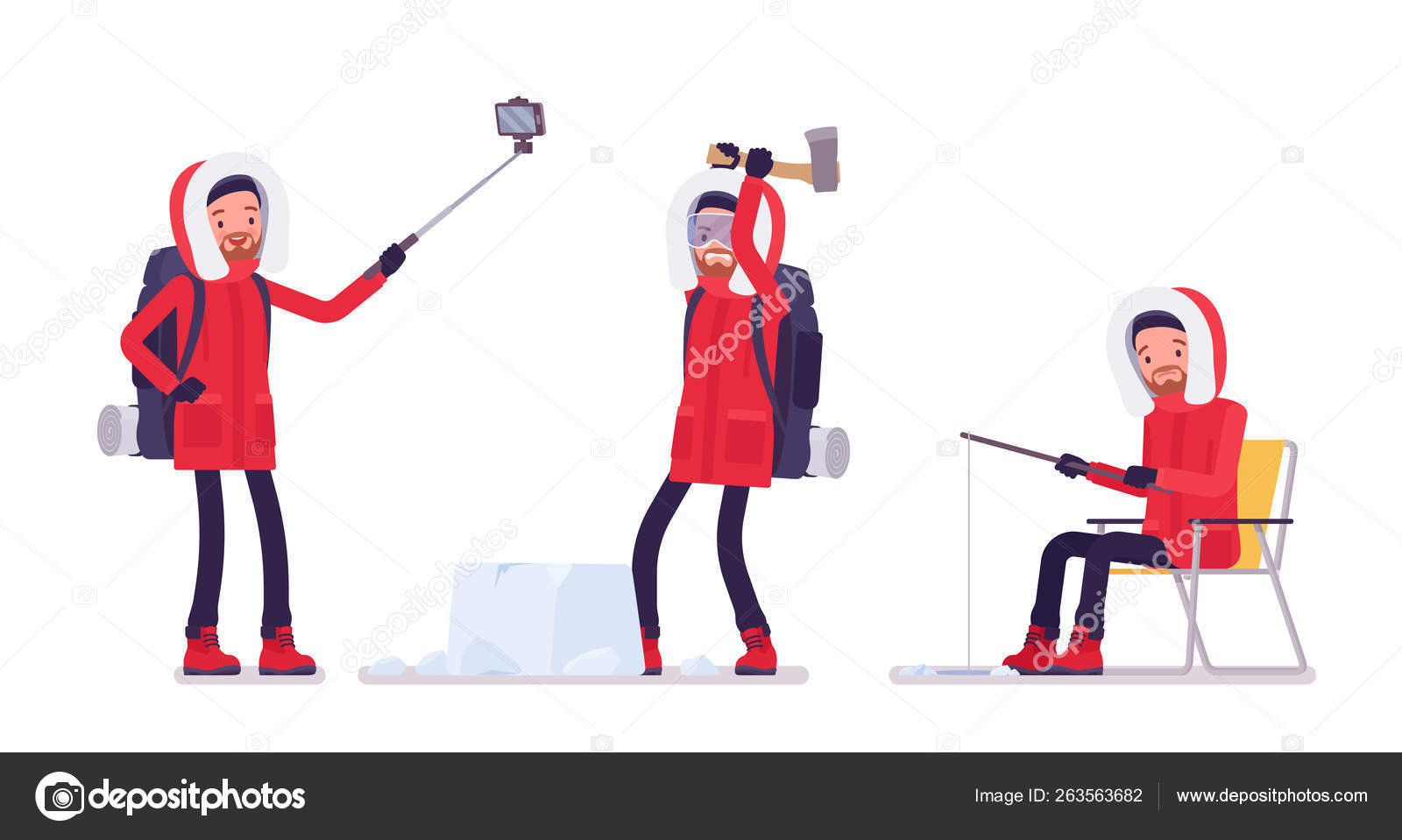 Winter hiking man enjoy outdoor activity Stock Illustration by ©Andrew ...