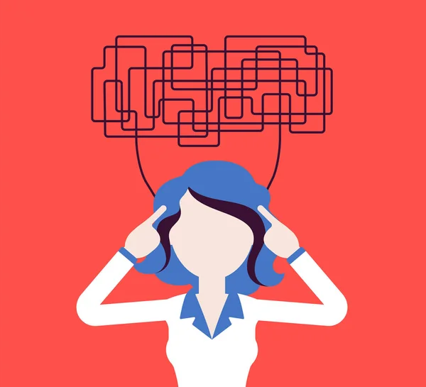 Woman with confused thoughts unable to think clearly for decision Stock ...