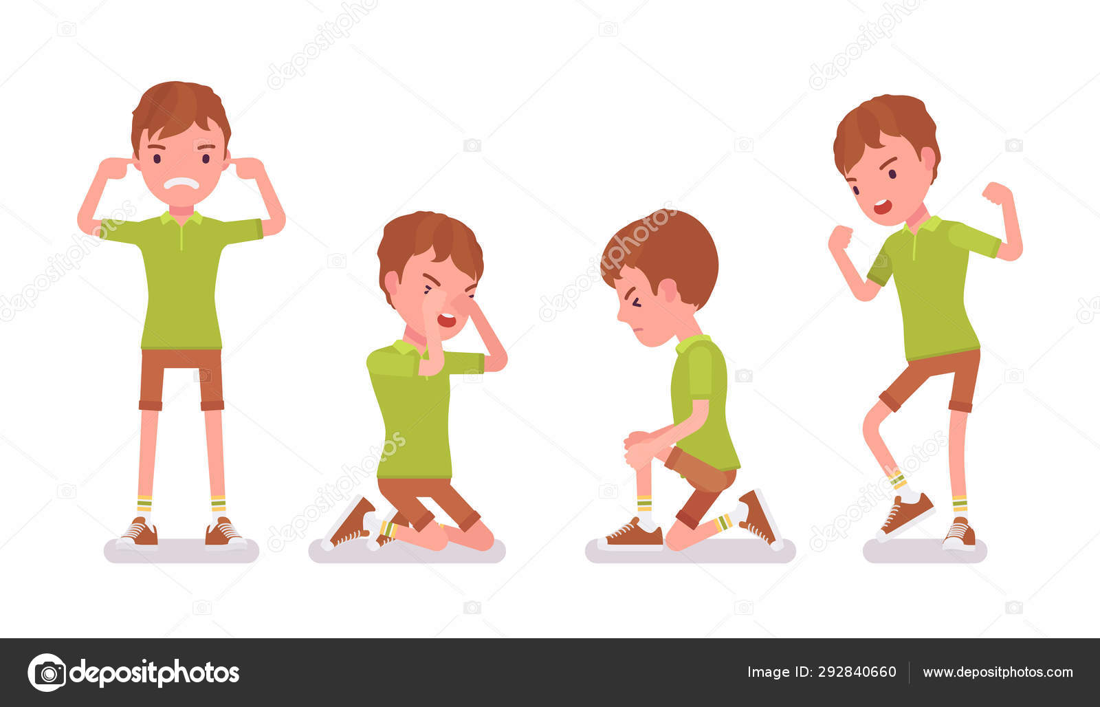 Boy child 7 to 9 years old, negative male school age kid Stock Vector ...