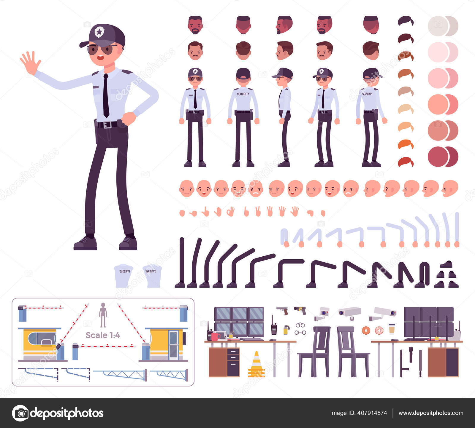 Male security guard creation set Stock Vector Image by ©Andrew_Rybalko ...