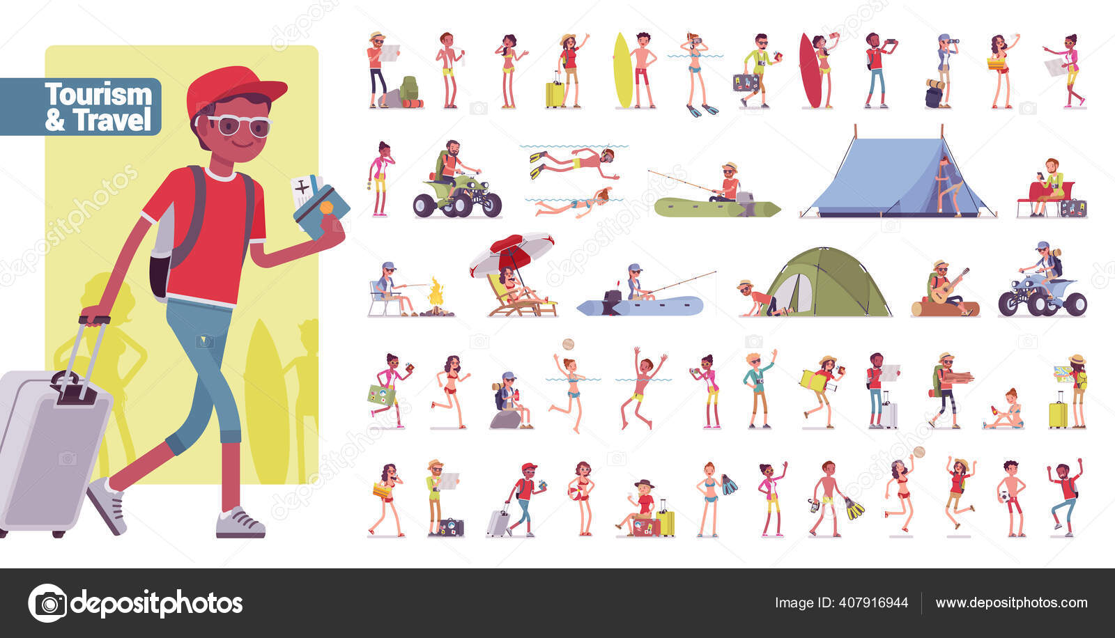 Tourism big bundle character set Stock Vector by ©Andrew_Rybalko #407916944